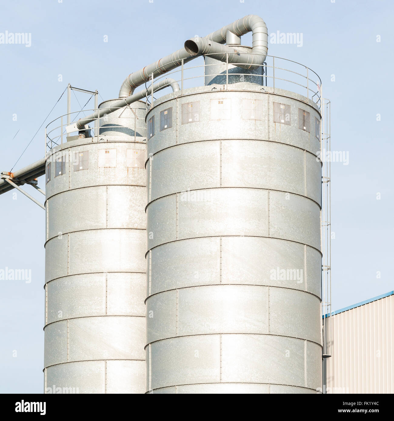 Industrial silos for chemical production, by stainless steel Stock ...