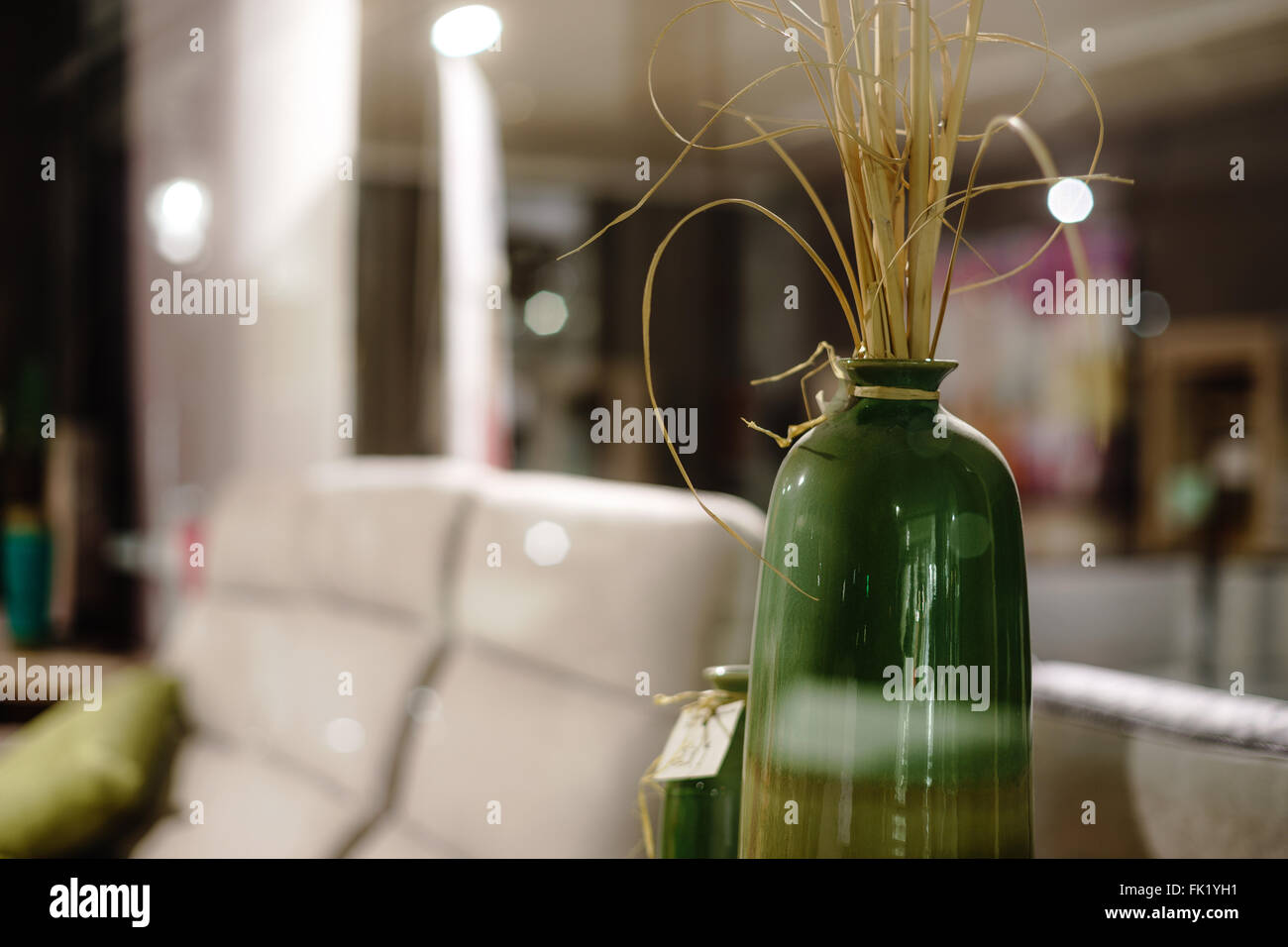 Artistic interior of furnityre shop. View through the window with ...