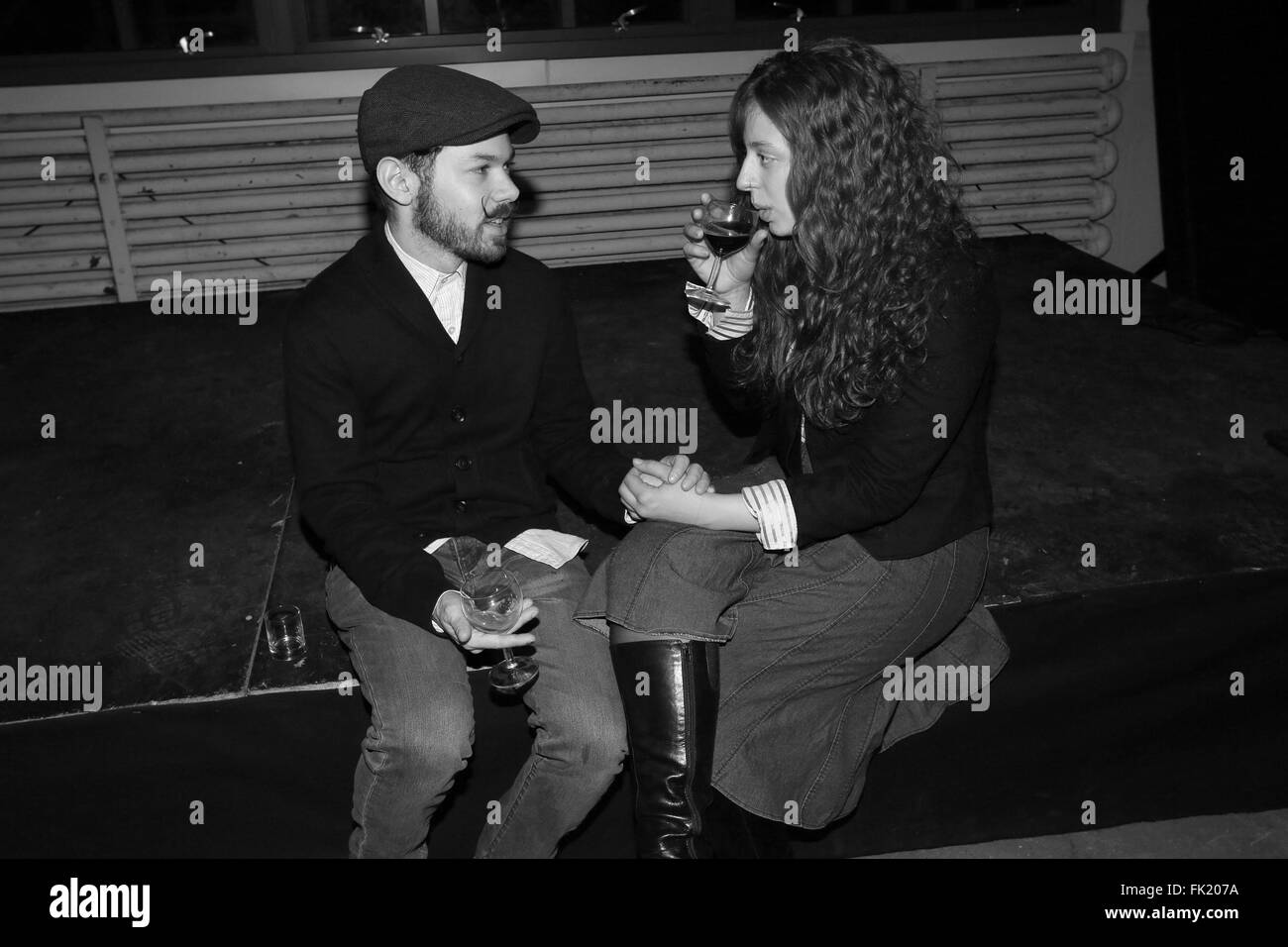 Brooklyn, NY, USA. 25th Feb, 2016. William Reder drinks with Kaitlyn O ...