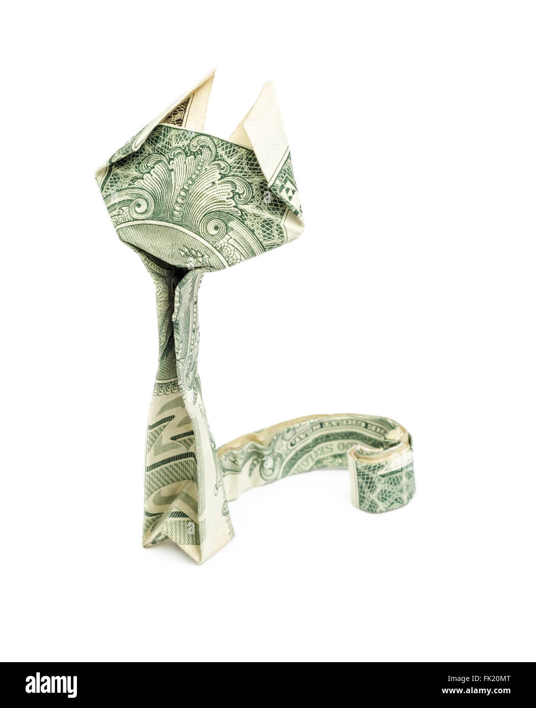 Origami dollar cat isolated on white background Stock Photo - Alamy