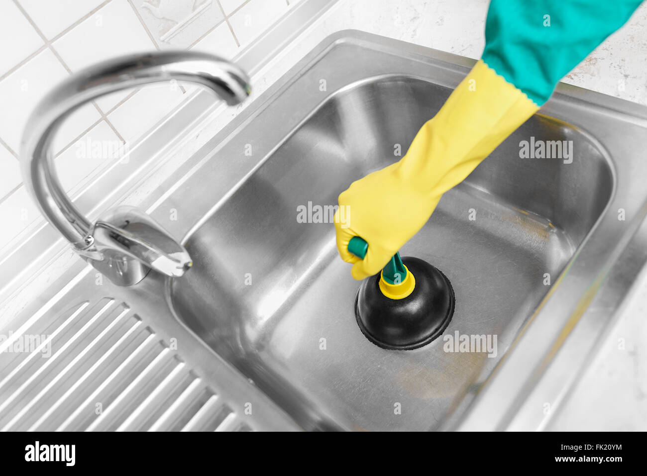 Cleaning the old sinks Stock Photo - Alamy