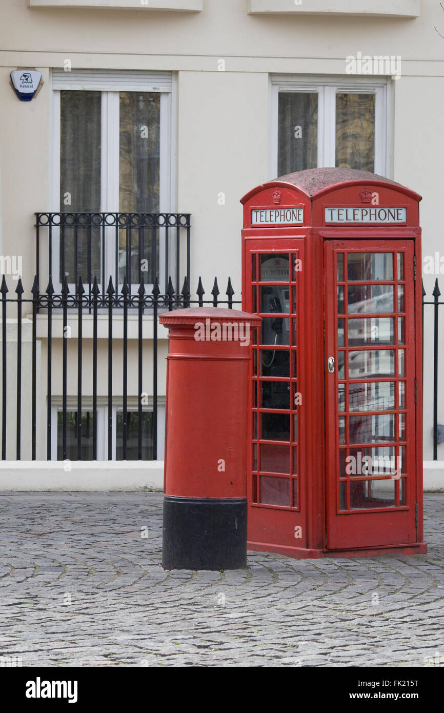 Red Telephone Box and pillar post box England Stock Photo - Alamy