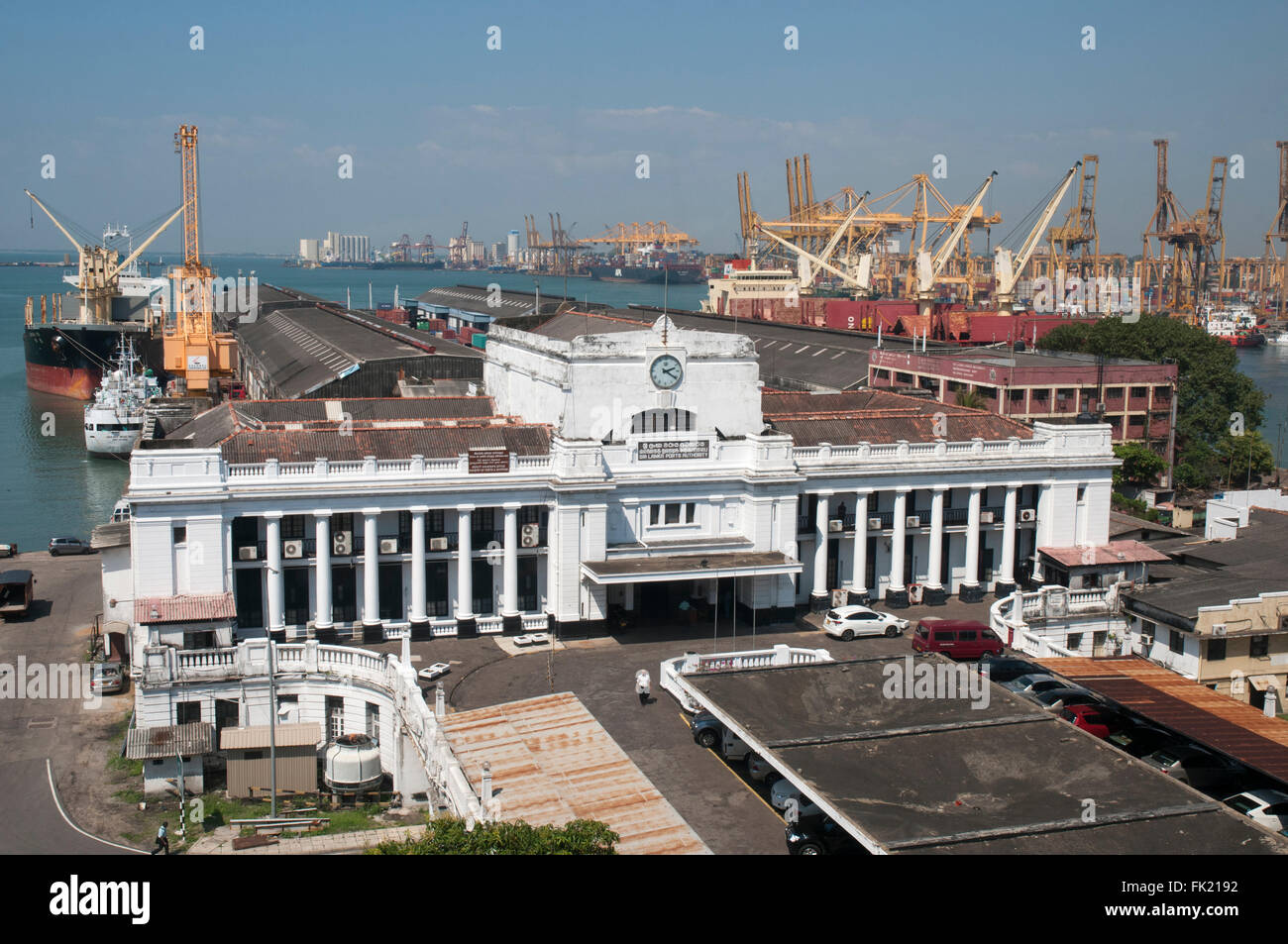 Port of Colombo, Sri Lanka, seen from the Grand Oriental Hotel dining ...