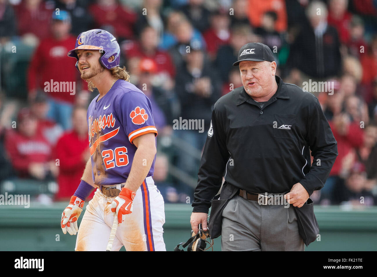 Greenville, SC, USA. 5th Mar, 2016. Reed Rohlman (26) of the Clemson ...