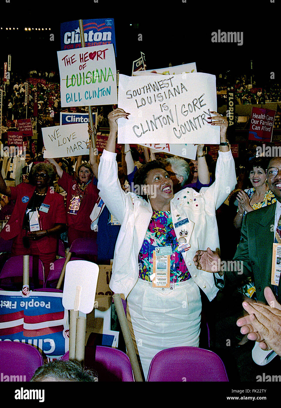New York, NY., USA 14th July, 1992 Various signs at the Democratic ...
