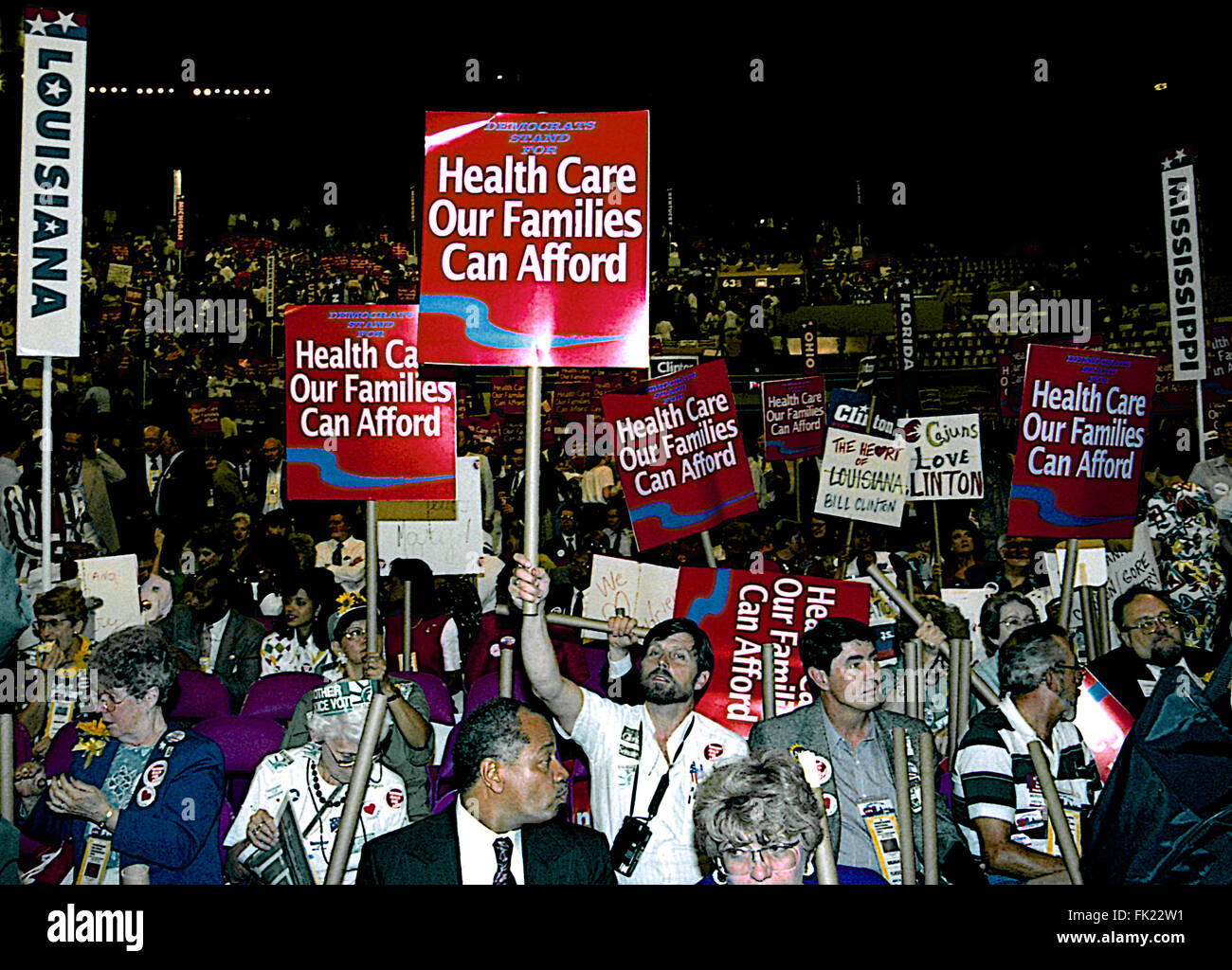 New York, NY., USA, 14th July, 1992 Various signs at the Democratic ...