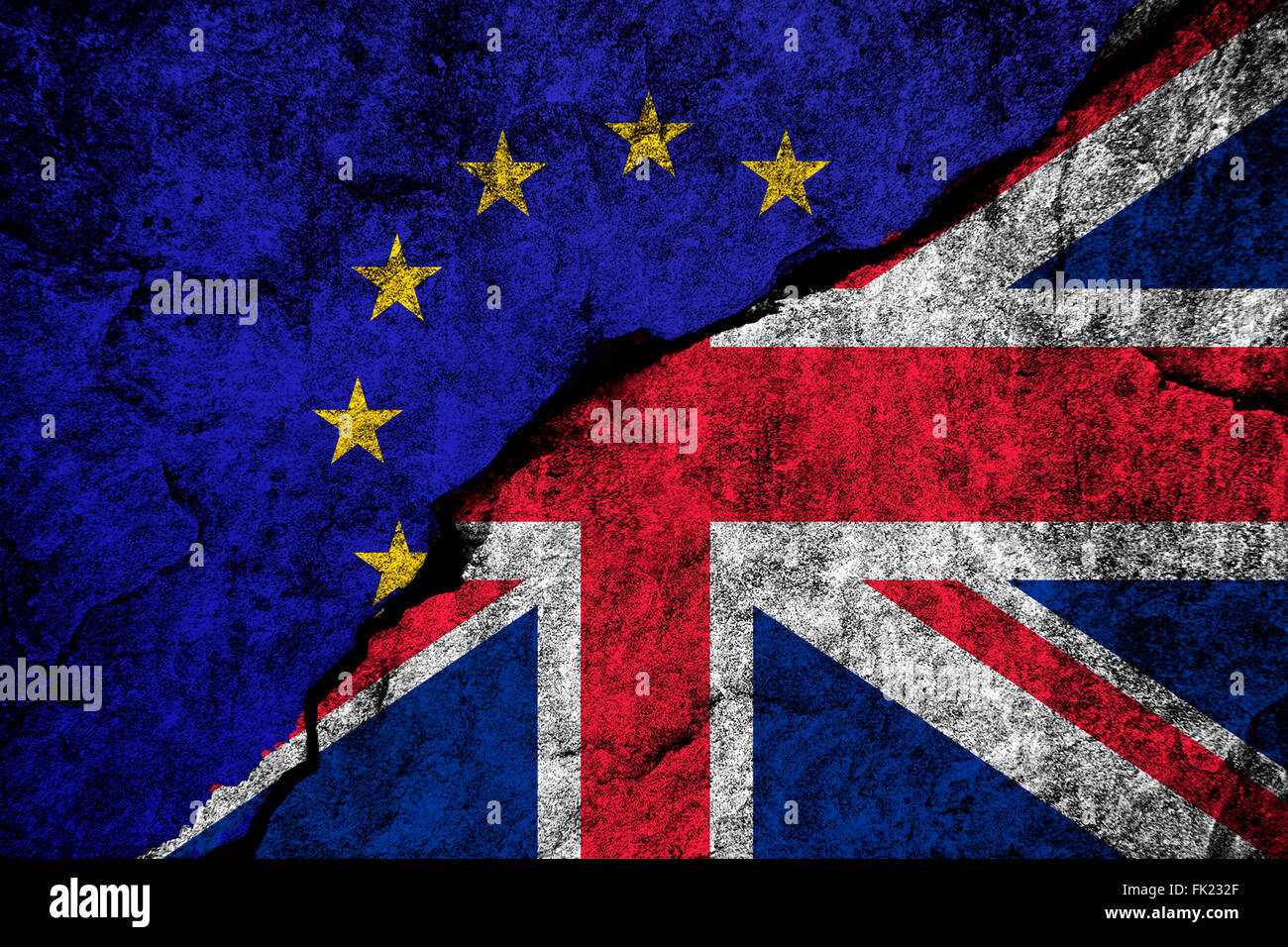 Brexit: Flags of the United Kingdom and the European Union to ...