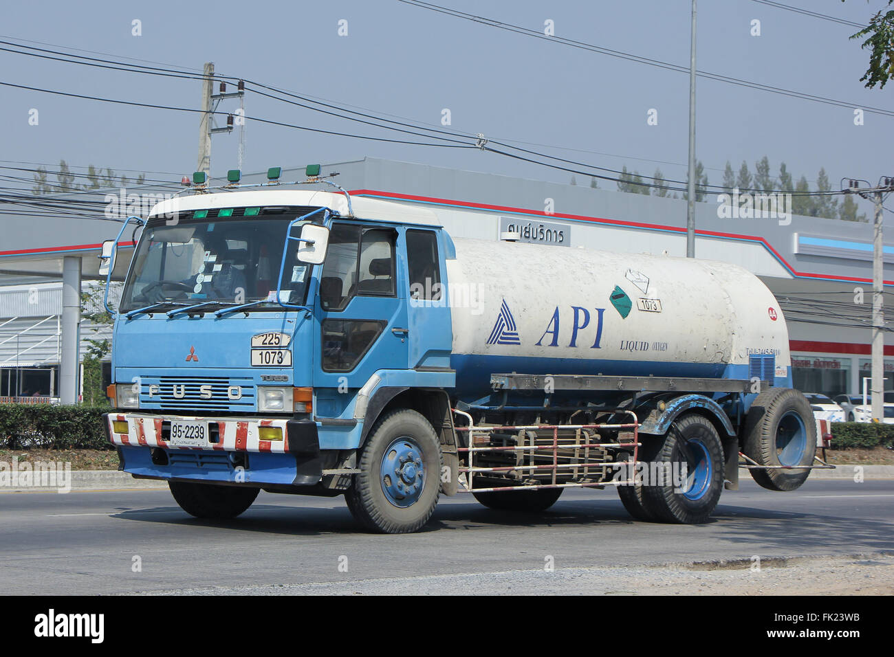 CHIANGMAI, THAILAND -FEBRUARY 12 2016: Api oxygen truck. On road no ...