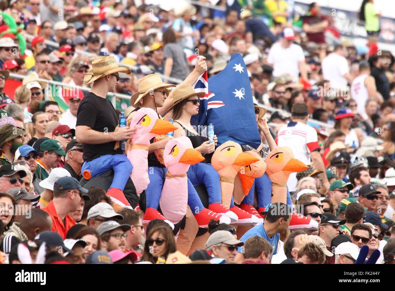 Las Vegas, NV, USA. 5th Mar, 2016. Australia rugby fans wearing duck ...