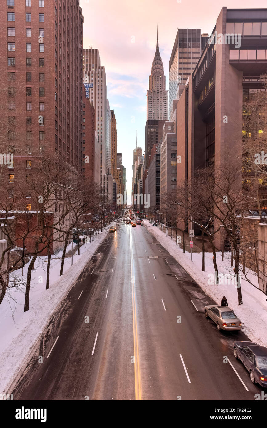 New York, New York, USA - January 24, 2016: The view looking west down ... New York, New York, USA - January 24, 2016: The view looking west down ...