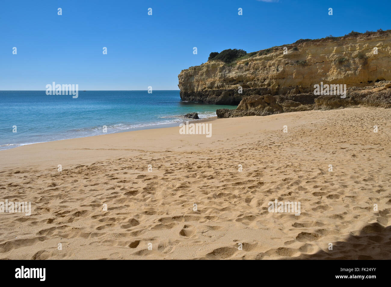 Beach scene in Albandeira Beach. Porches, Algarve, Portugal Stock Photo ...