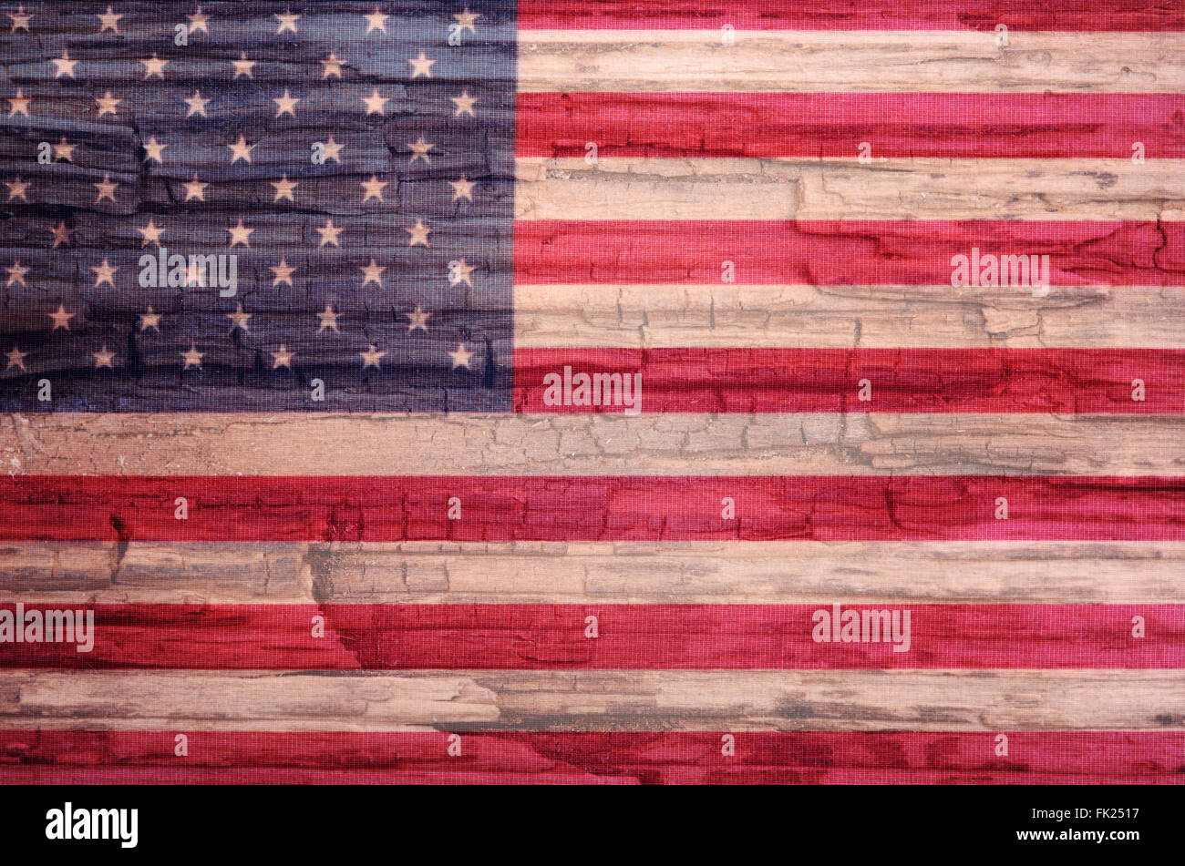 American flag painted on old wood background, collage Stock Photo - Alamy