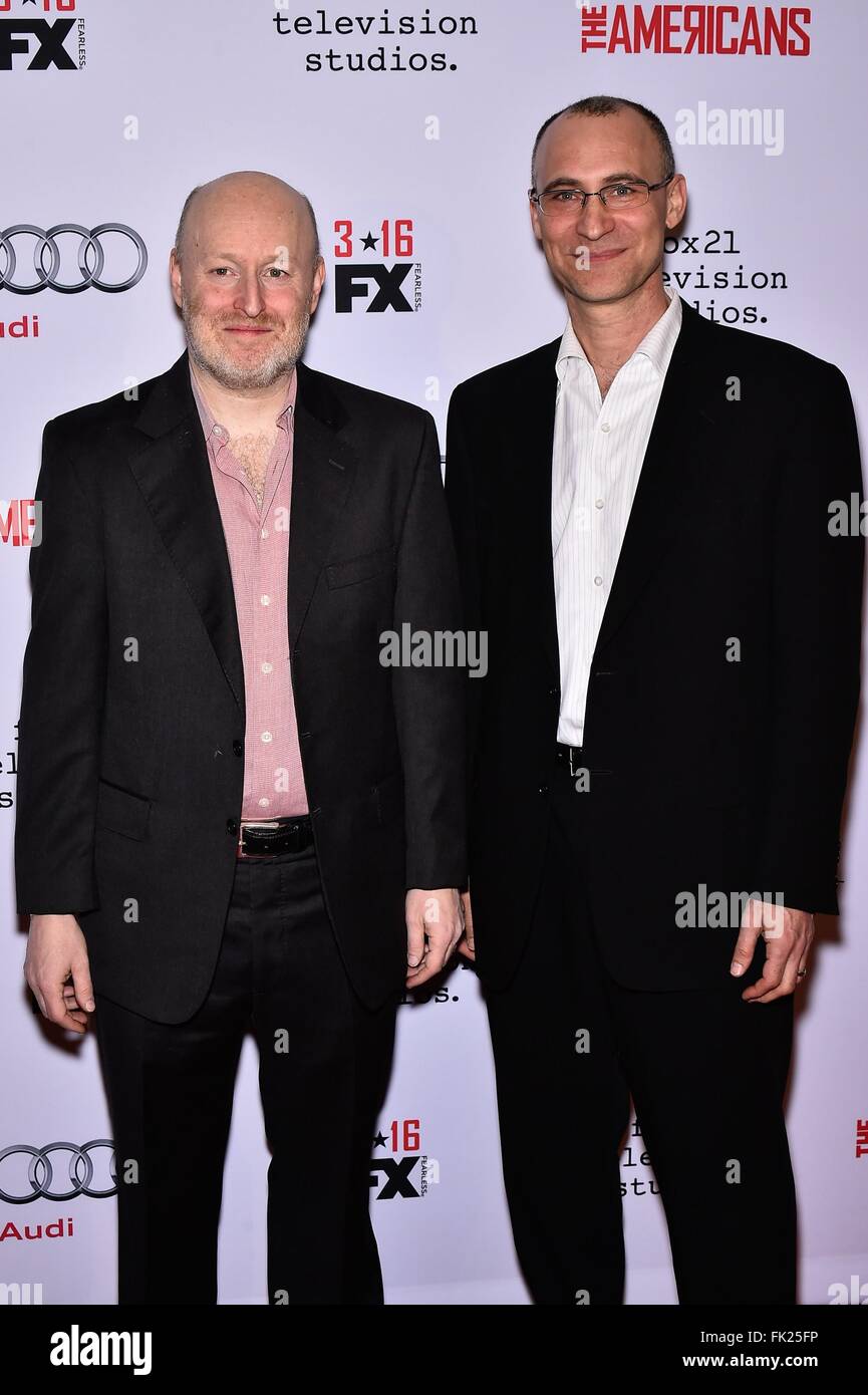 New York, NY, USA. 5th Mar, 2016. Joe Weisberg, Joel Fields at arrivals ...