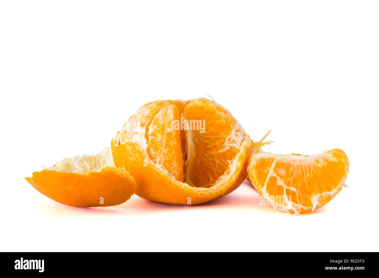 Orange Fruit peeled off On a white background Stock Photo - Alamy