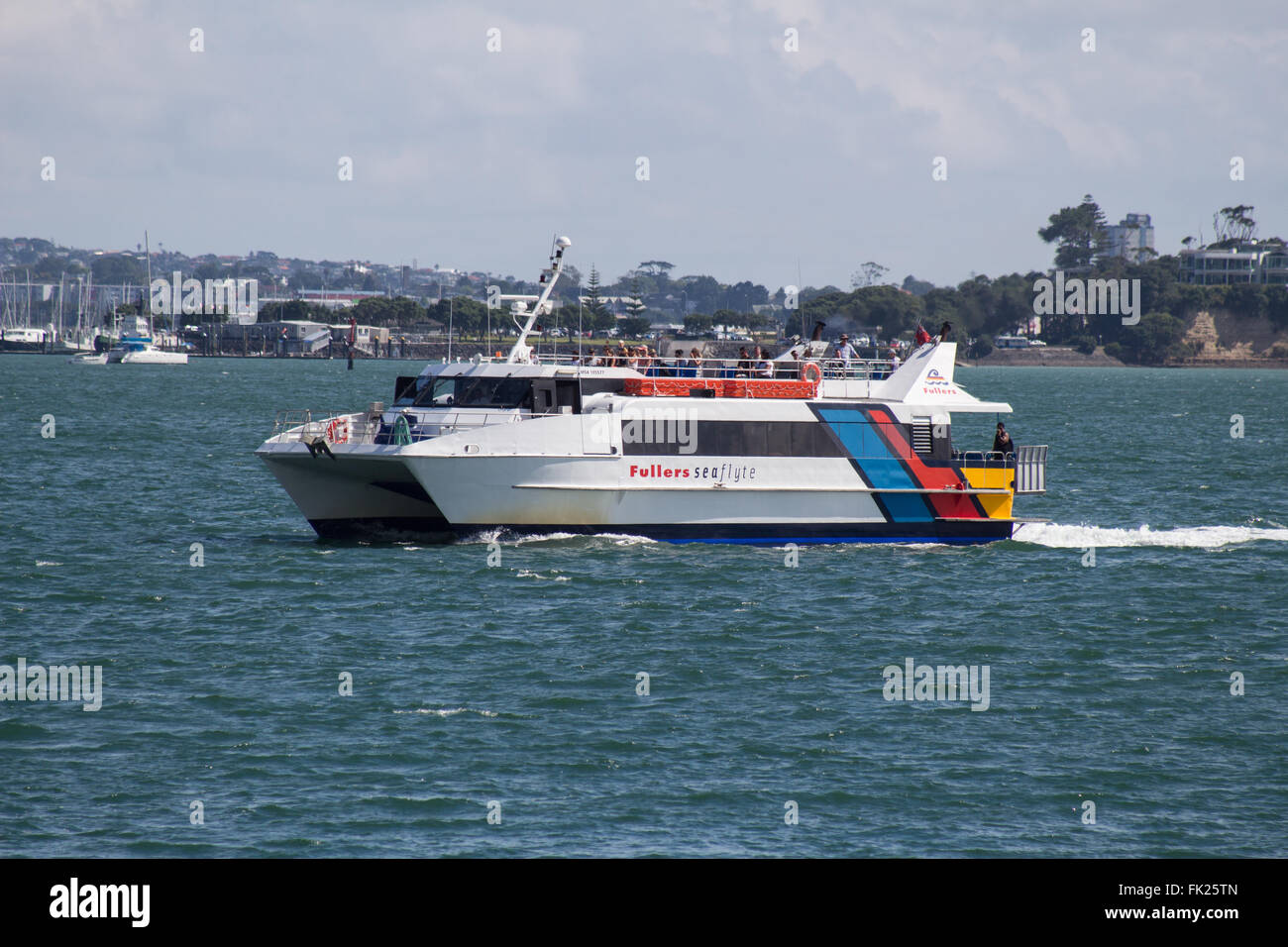 The Fullers Auckland ferry Seaflyte arriving at the Auckland ferry ...