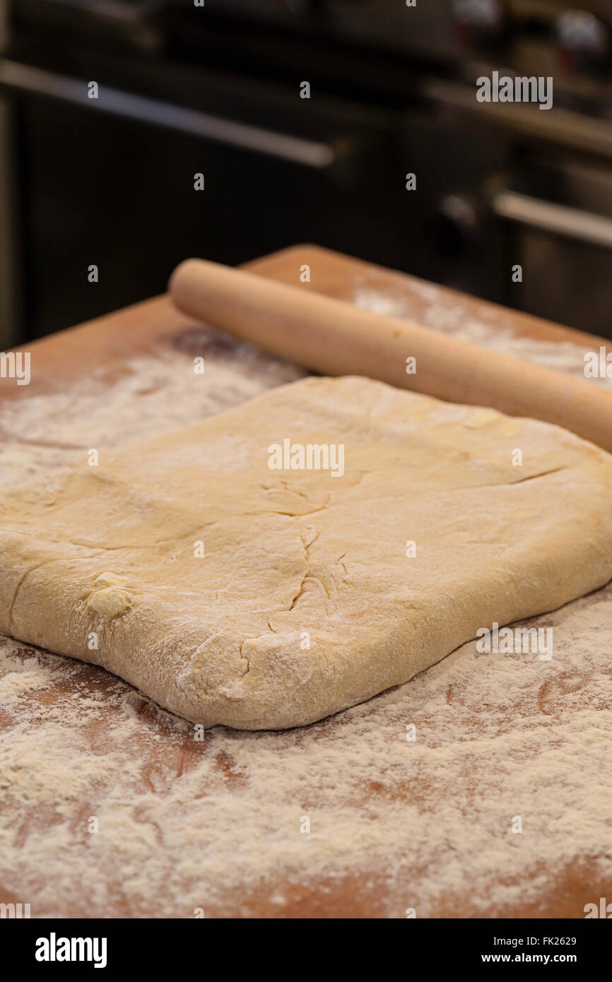 Fresh dough being prepared for pastries at the bakery Stock Photo - Alamy