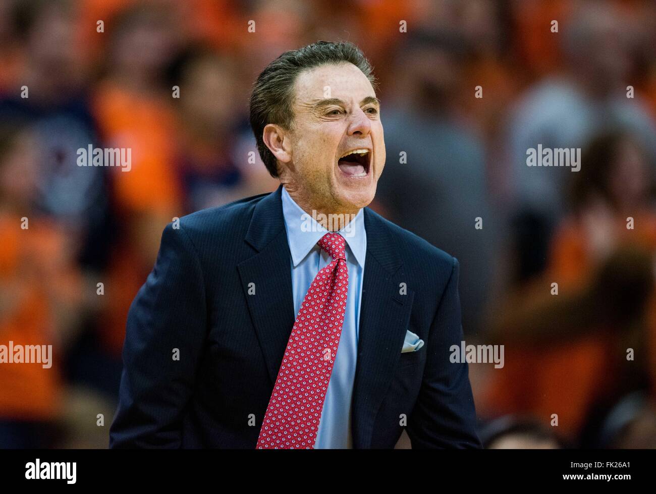 Louisville Head Coach Rick Pitino during the NCAA Basketball game ...