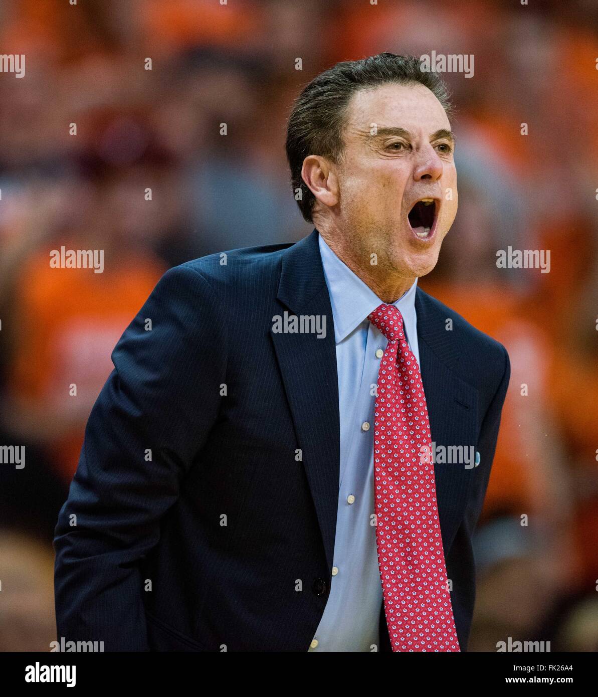 Louisville Head Coach Rick Pitino during the NCAA Basketball game ...