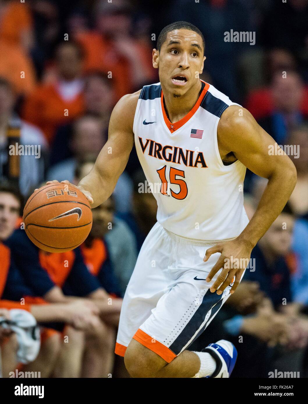 Virginia guard Malcolm Brogdon (15) during the NCAA Basketball game ...