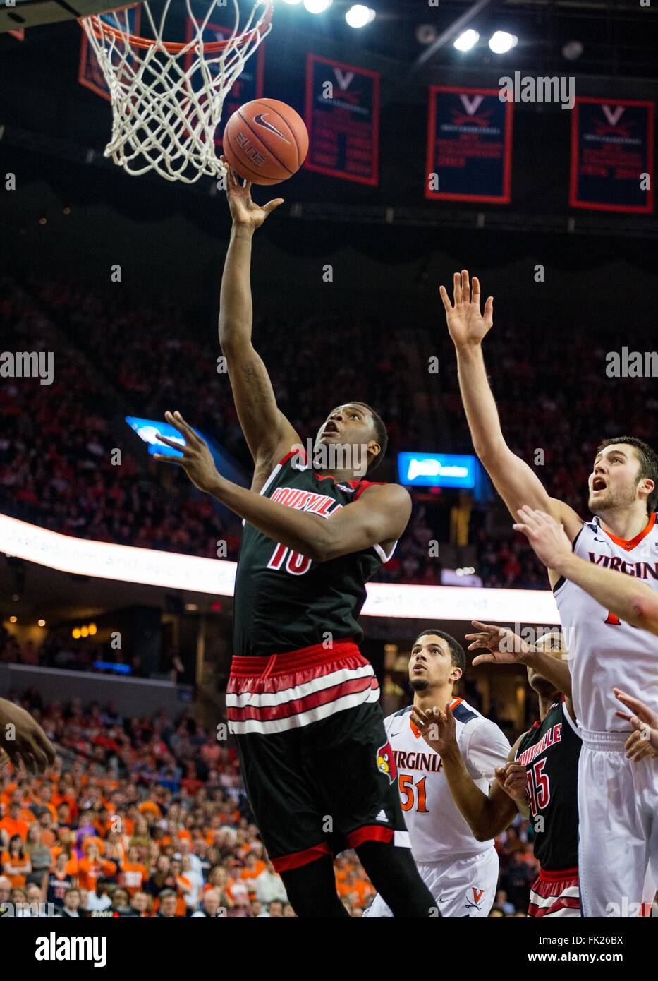 Louisville forward Jaylen Johnson (10) during the NCAA Basketball game ...