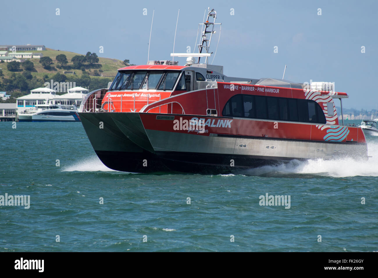Sealink Pine Harbour Auckland ferry Clipper 5 in the Auckland Harbour ...