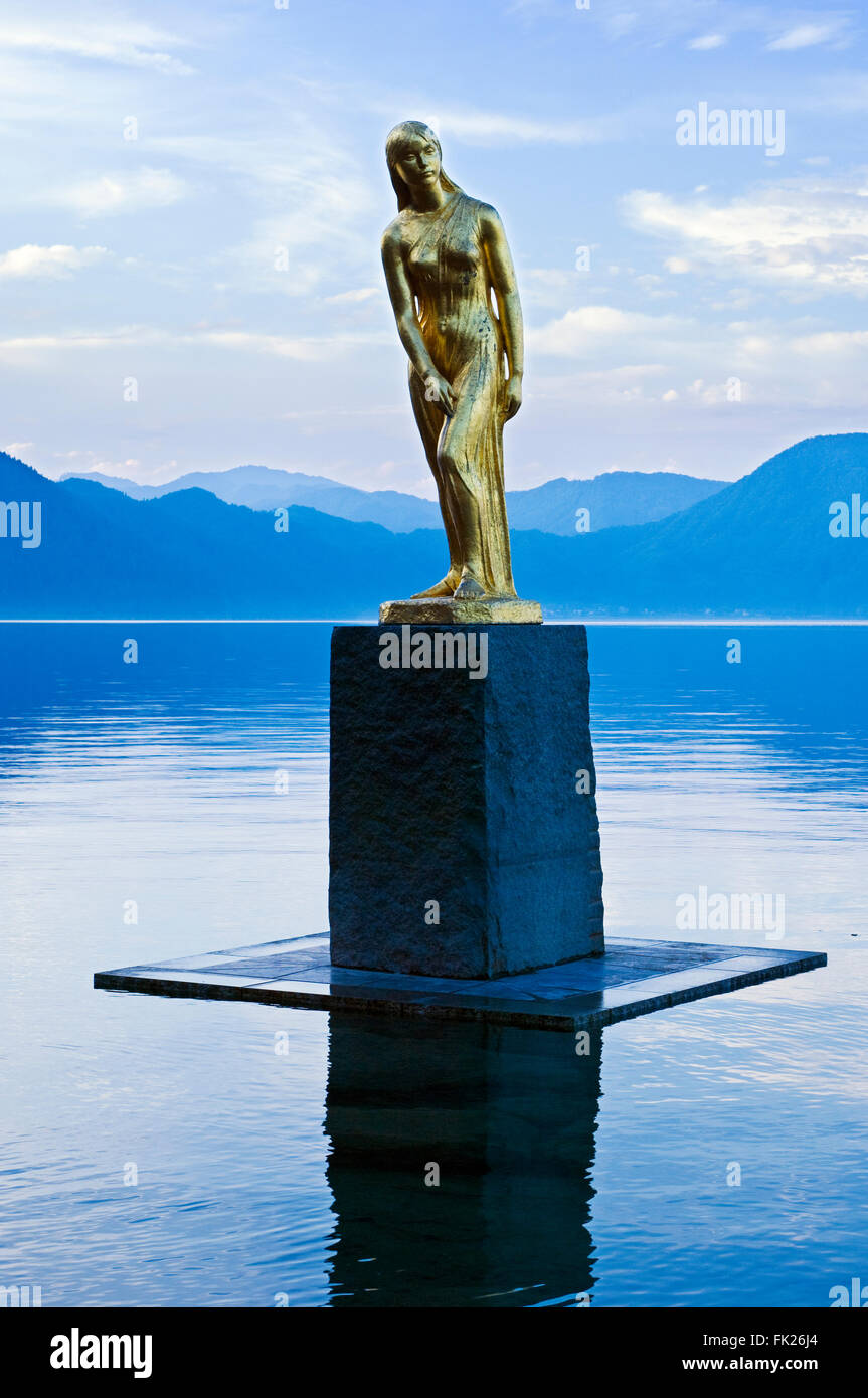 Statue of mythical Tatsuko in Lake Tazawa, Akita, Japan Stock Photo - Alamy