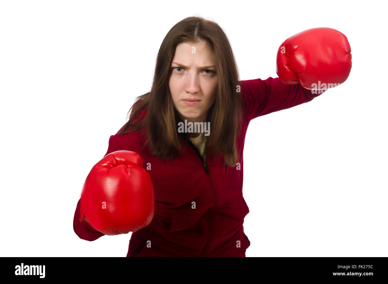 Woman boxer isolated on the white Stock Photo - Alamy