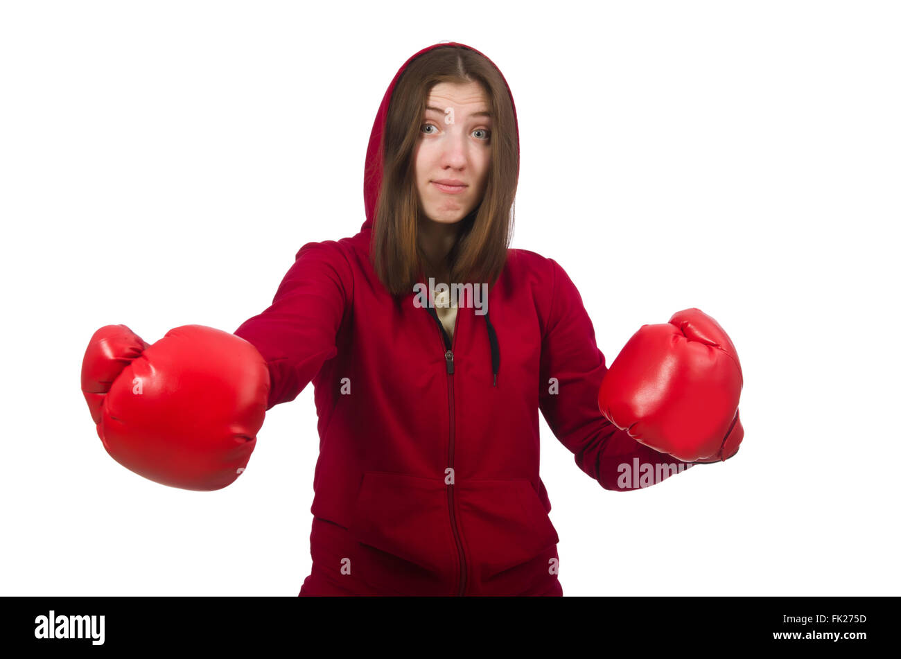 Woman boxer isolated on the white Stock Photo - Alamy