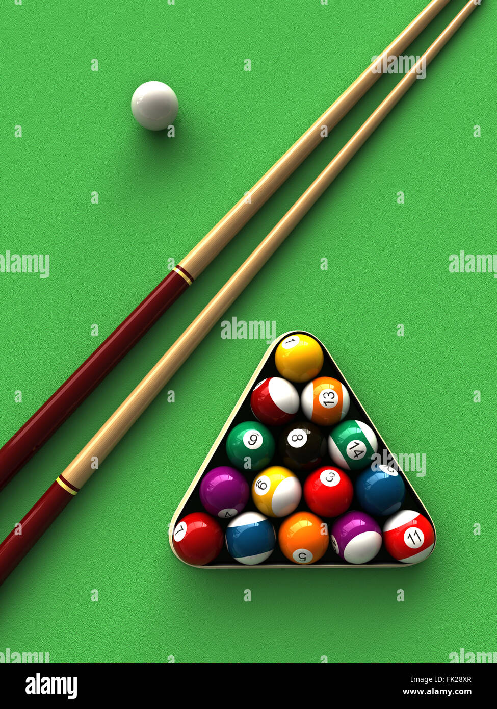 3d render of billiard balls and table Stock Photo - Alamy