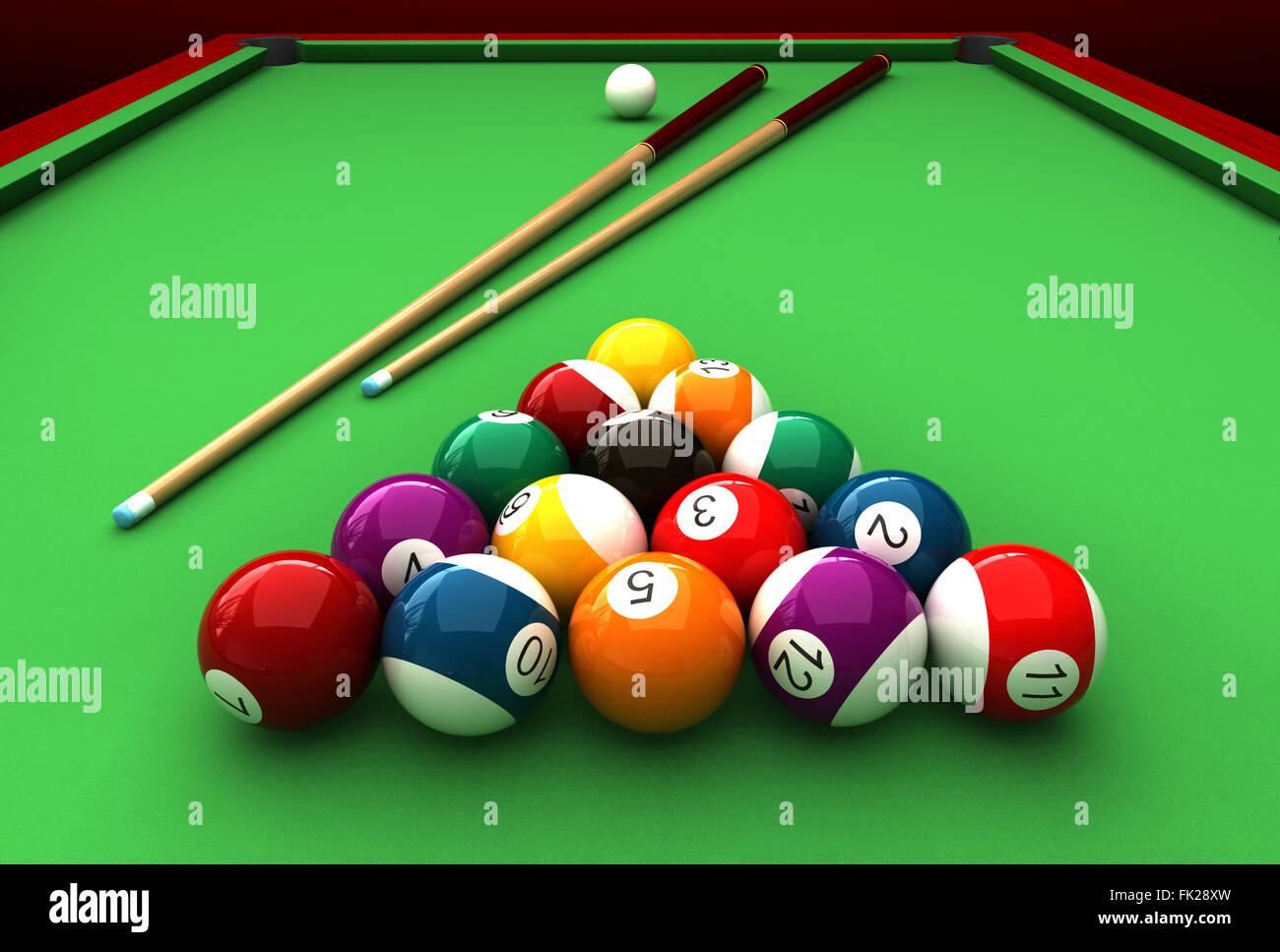 3d render of billiard balls and table Stock Photo - Alamy