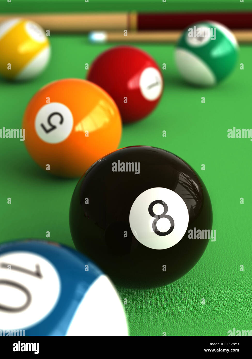 3d render of billiard balls and table Stock Photo - Alamy