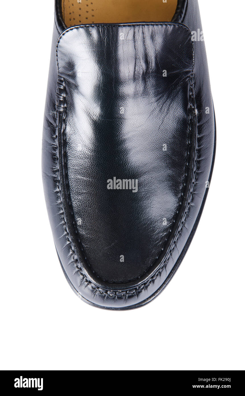 Tip of male shoes isolated on white Stock Photo - Alamy