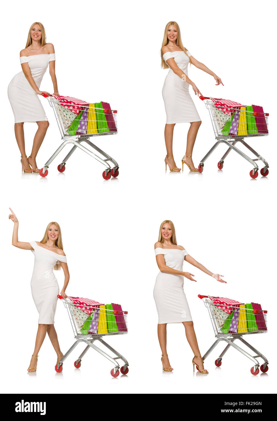 Woman in shopping concept isolated on white Stock Photo - Alamy