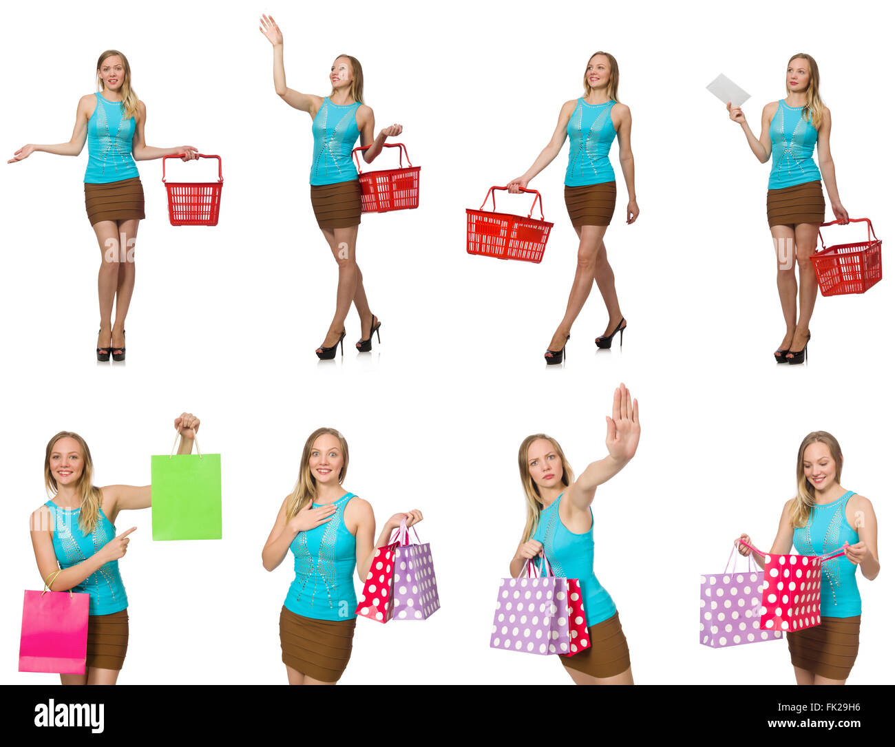 Woman in shopping concept isolated on white Stock Photo - Alamy