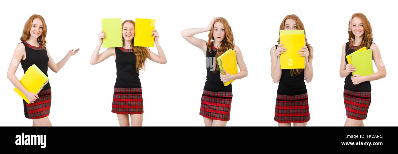 Young student in various poses isolated on white Stock Photo - Alamy