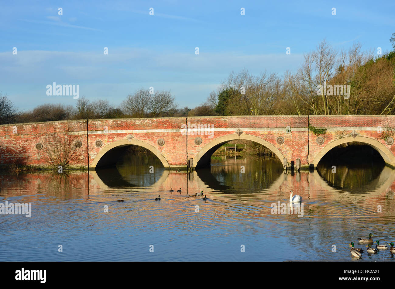red brick bridge cattawade suffolk Stock Photo - Alamy