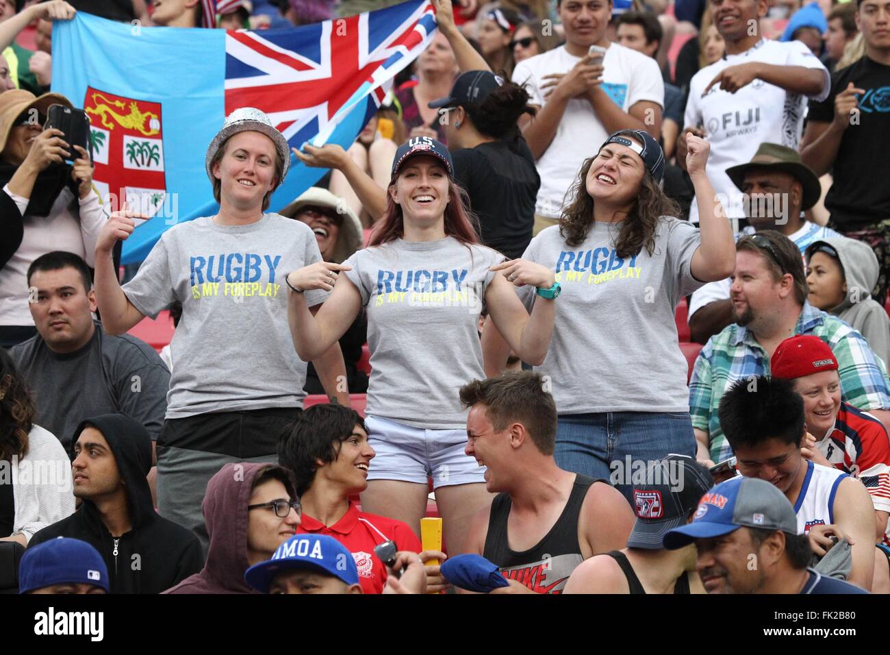 Las Vegas, NV, USA. 5th Mar, 2016. Female fans wearing "Rugby is my ...