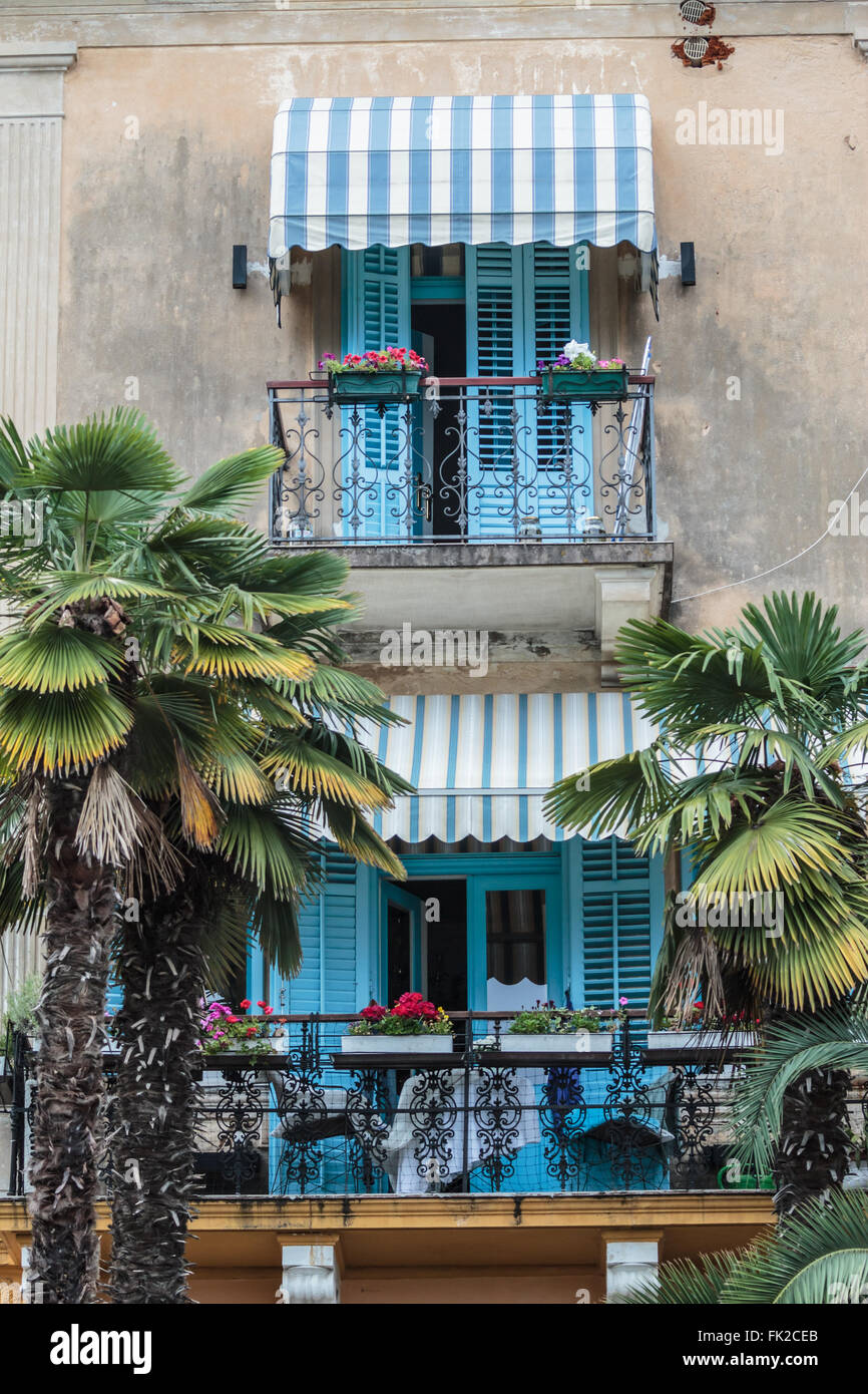 Beautiful mediterranean balconies Stock Photo - Alamy