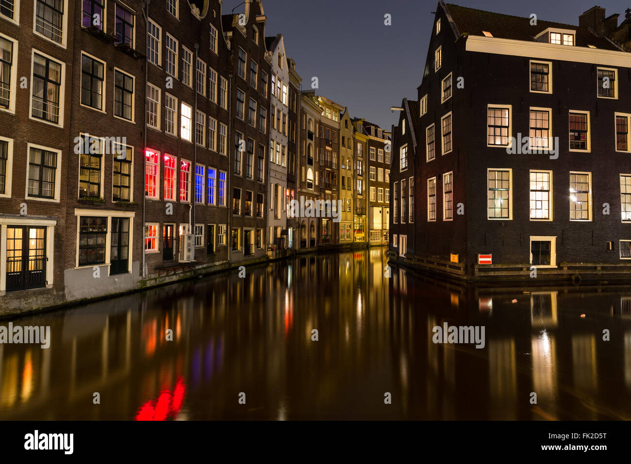 A view of buildings along the canals in Amsterdam in the Centrum ...