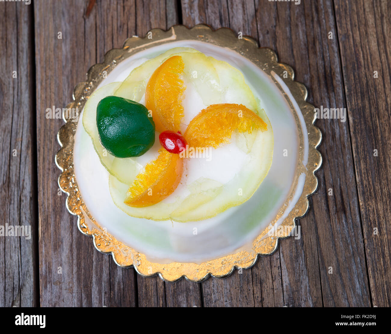 cake typical Sicilian cassata with ricotta and candied fruit Stock ...