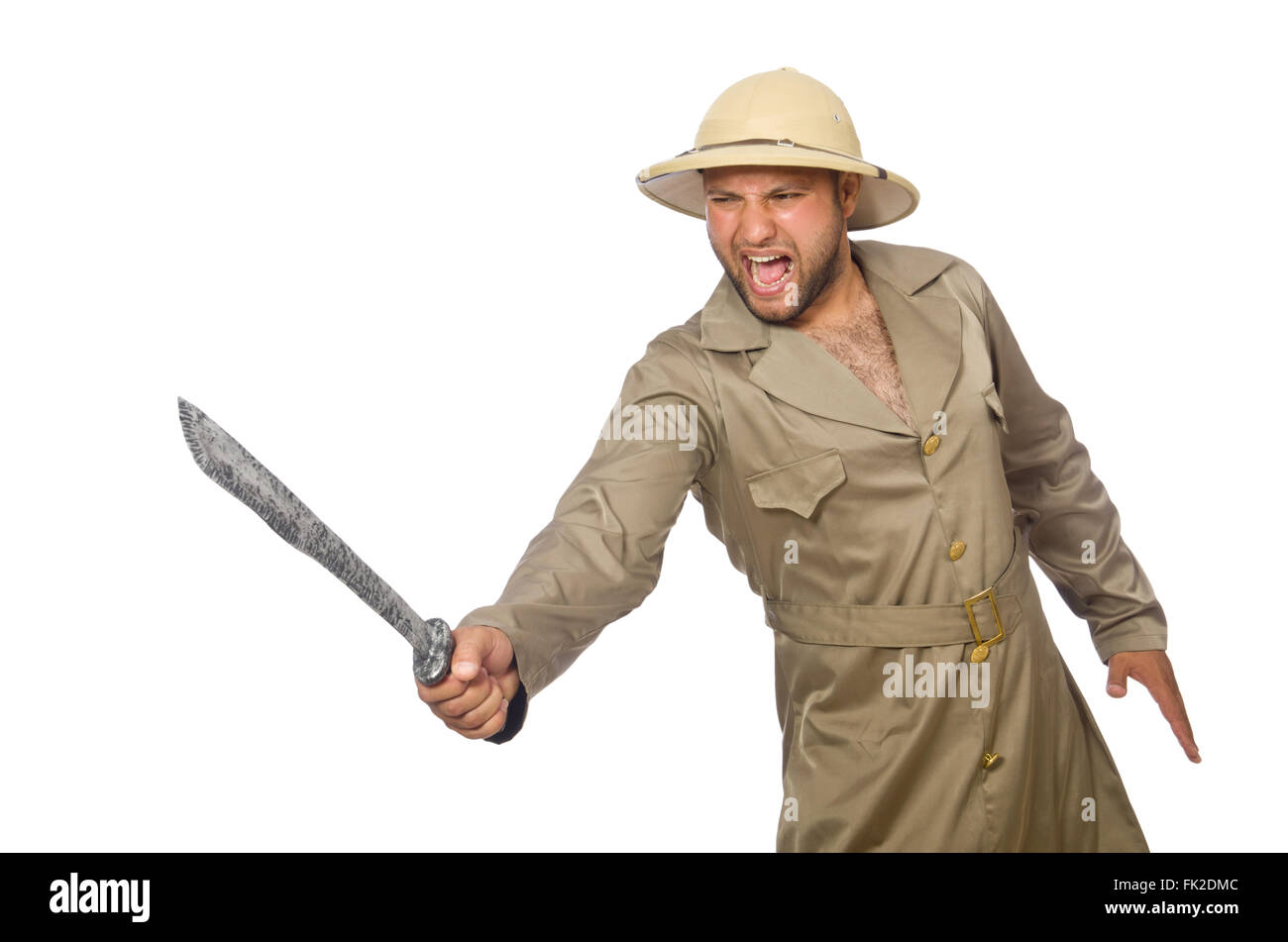 Man with knife isolated on white Stock Photo - Alamy