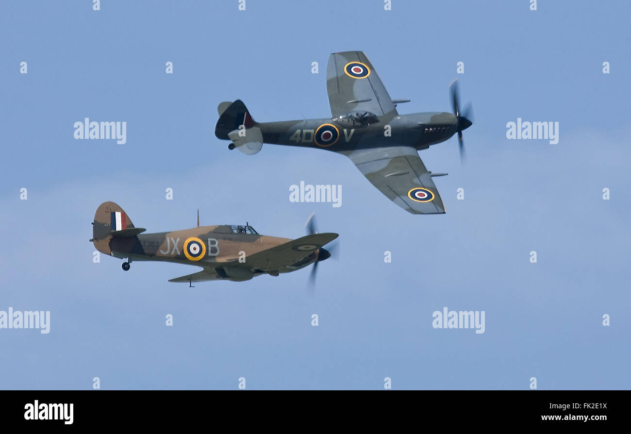 Spitfire Mk.LF.XVIe, TE311 and Hurricane Mk.IIc, LF363 of the BBMF ...