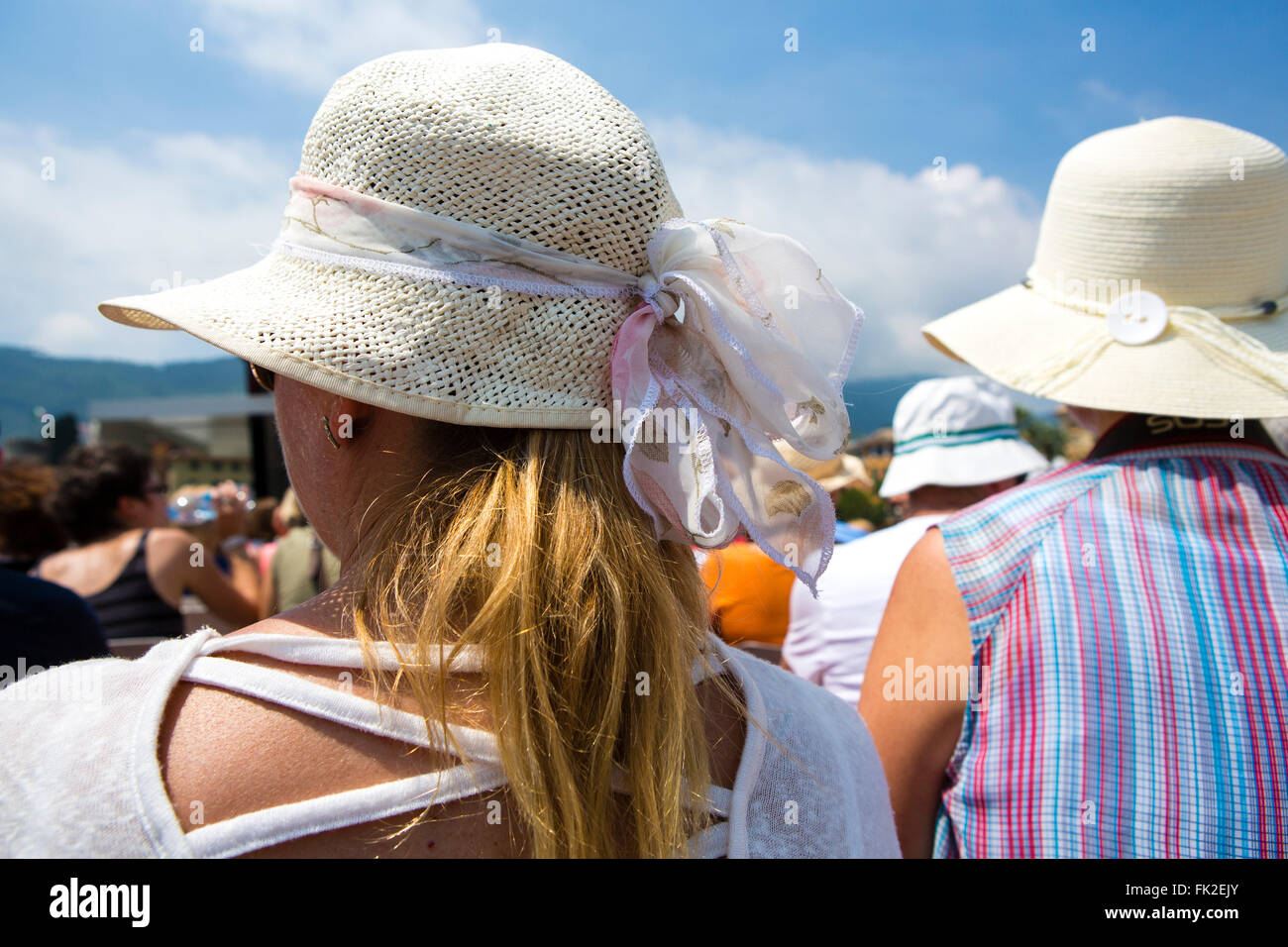 Passengers relaxing ona boat in Italy Stock Photo - Alamy