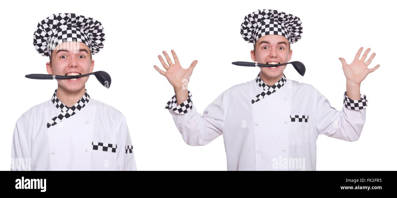 Set of photos with funny cook Stock Photo - Alamy