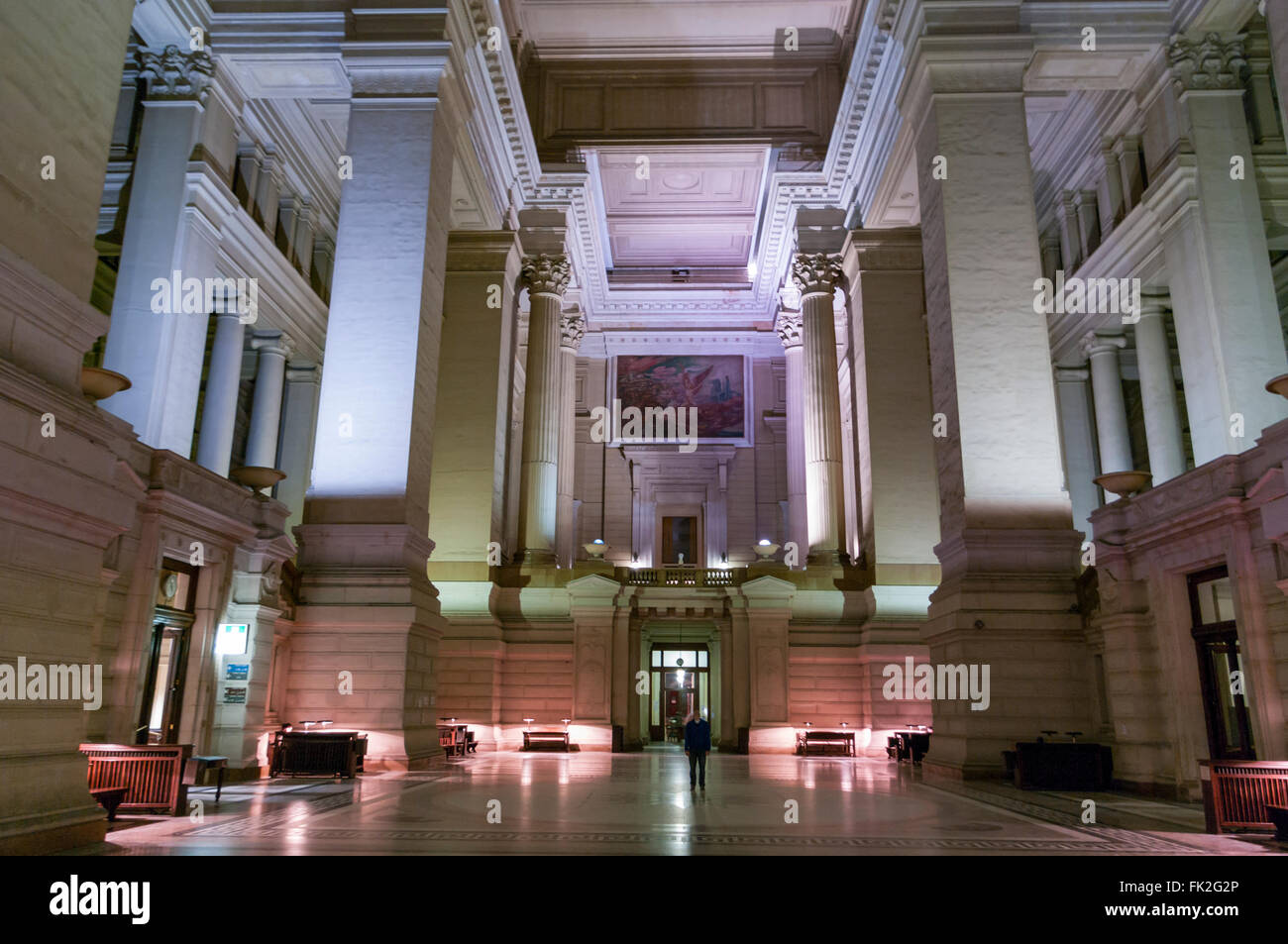 Main hall of the neoclassical Palais de Justice/Justitiepaleis court ...