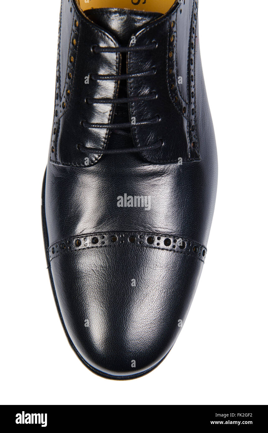 Tip of male shoes isolated on white Stock Photo - Alamy