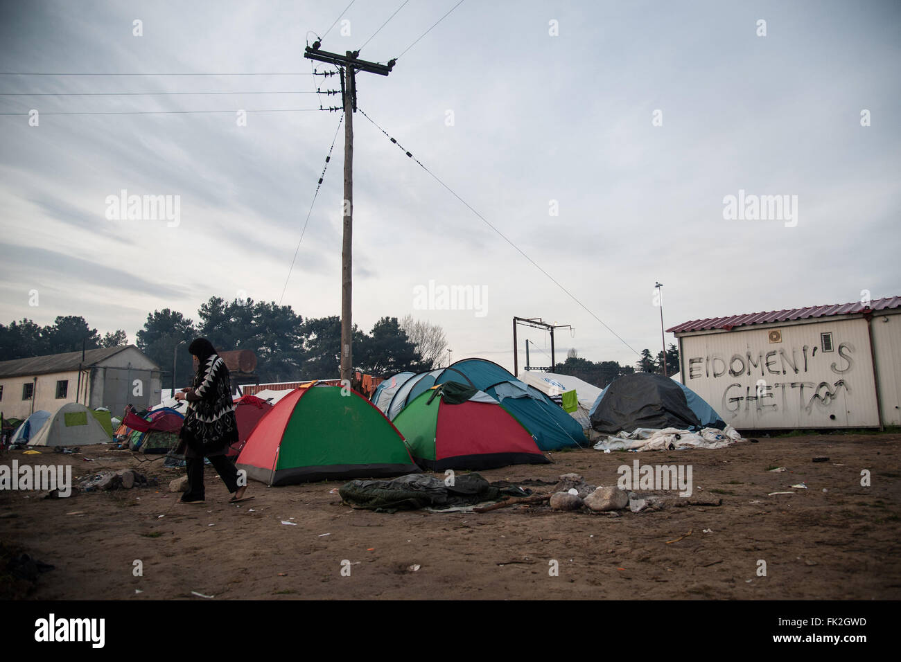 Idomeni, Greece. 06th Mar, 2016. Tents in the camp of Idomeni with ...