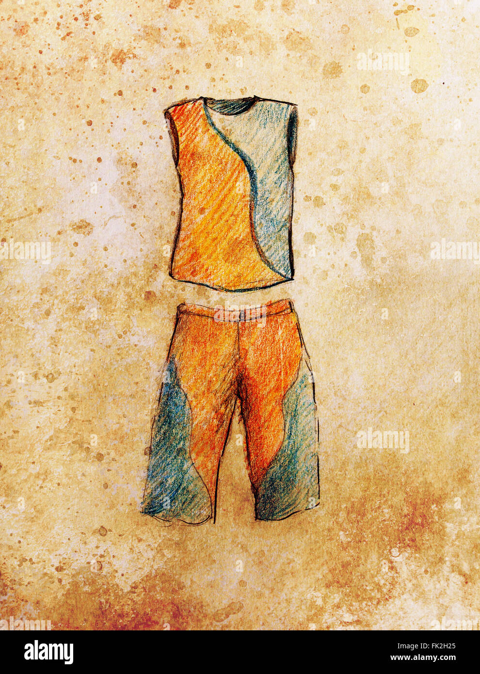 drawing male clothes, color pencil sketch on paper Stock Photo - Alamy