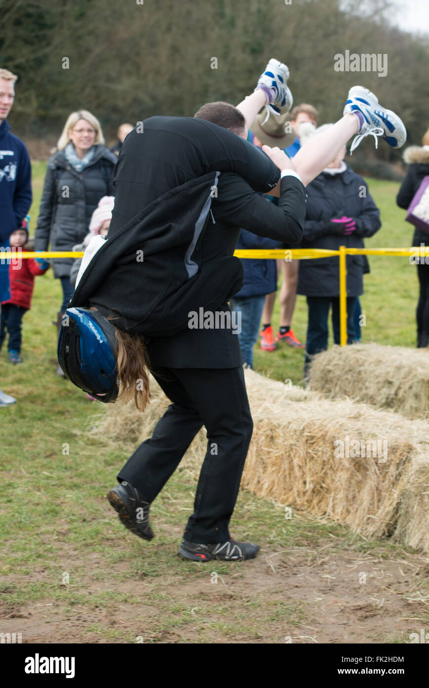 Dorking, Surrey, UK. 06th Mar, 2016. UK Wife Carrying Contest 6th March ...
