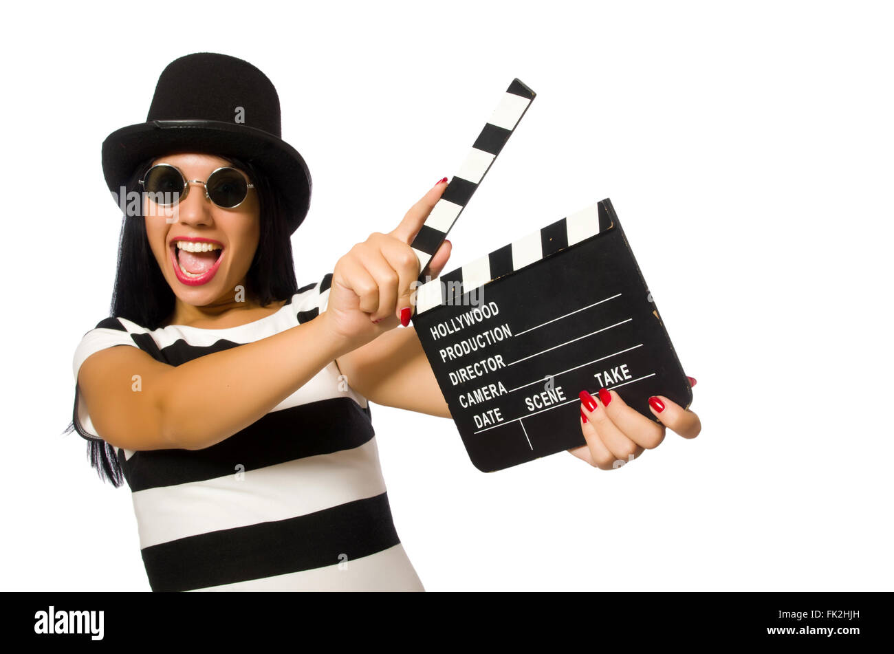 Woman top hat movie clapboard hi-res stock photography and images - Alamy